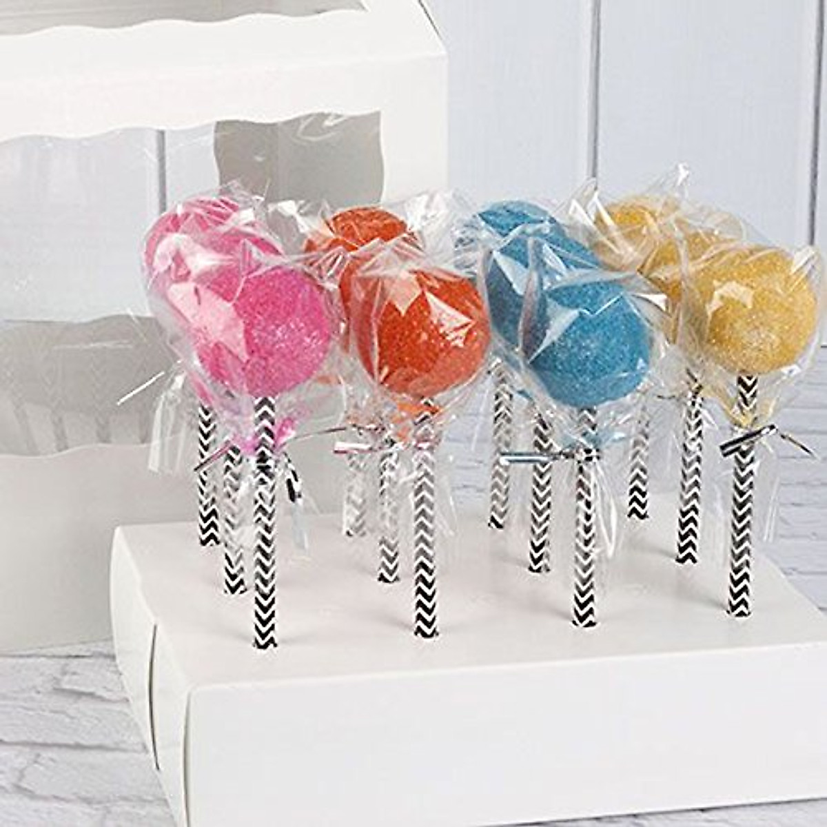 Casino Night Theme Chevron and Card Design Paper Straws - Red Black White - 7.75 Inches - Pack of 100 - Outside the Box Papers Brand