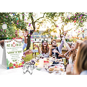 Yiqhpy Fiesta Bridal Shower Theme Decorations,Put A Ring On It Game,Don't Say Bride Games,Bridal Shower Games,Wedding Shower,Engagement Party Games(1 Sign And 50 Plastic Diamond Rings)-7