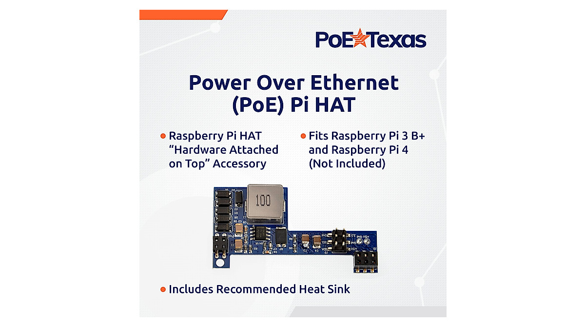 PoE Texas Raspberry Pi PoE Hat - Power Over Ethernet PiHat Fits ...