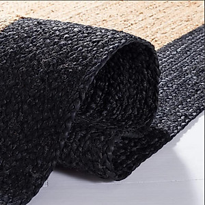 Durrie India Hand Woven Jute Braided Rug 6' x 4' Natural Frame Pattern Farm House Accent Rugs for Living Room, Kitchen, Bedroom Area Rug (72x48 Inches)