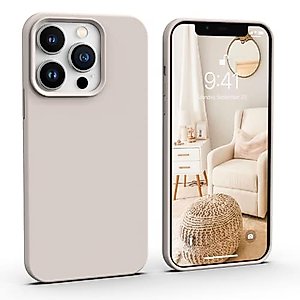 IceSword iPhone 13 Pro Stone Case 6.1” (2021), Liquid Silicone Slim Shockproof Phone Case Cover,Soft Anti-Scratch Microfiber Lining,Matte Beige, Tan, Cream, Protective Compatible iPhone 13 Pro - Stone