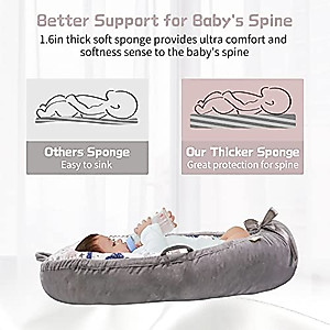 Baby Lounger 100% Cotton Breathable Newborn Infant Bed Co Sleeping Nest Bed Cover Machine Washable, Adjustable Size, Strong Zipper