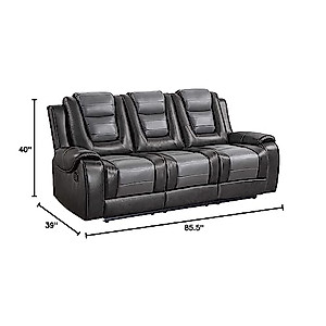 Lexicon Hawthorne Wall-Hugger Manual Double Reclining Sofa, Two-Tone Gray