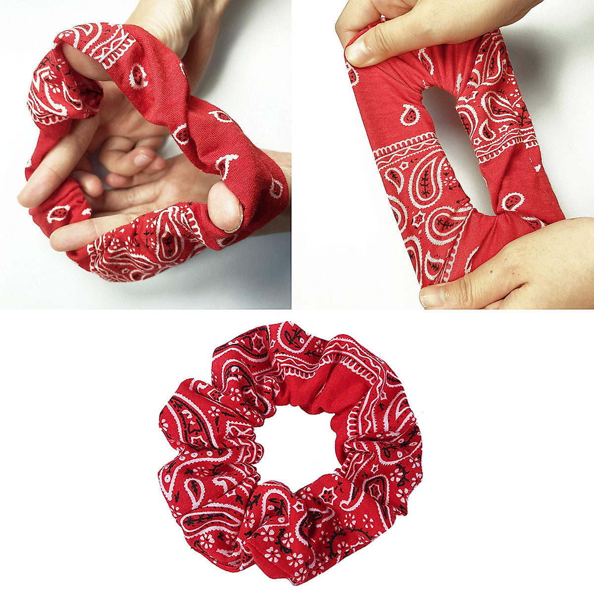Bandana Print Scrunchies Hair Ties, 5PCS Cotton Hair Elastics for Women