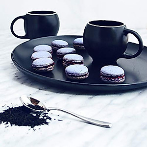 Maia Ming Designs | EVA Serving Platter | Black Matte Stoneware | Modern Tea Tray with Ergonomic Rim | Inspired by Eva Zeisel | Design Award