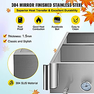 VBENLEM Maple Syrup Evaporator Pan 36x24x18.5 Inch Stainless Steel Maple Syrup Boiling Pan with Valve and Thermometer and Divided Pan and Feed Pan