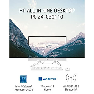 HP 23.8” All-in-One Desktop PC, Intel Celeron Processor J4025, 4 GB RAM, 256 GB SSD, Full HD Micro-Edge Touchscreen, Windows 11 Home, 720p Privacy Webcam, Wi-Fi and Bluetooth Combo (24-cb0110, 2022)