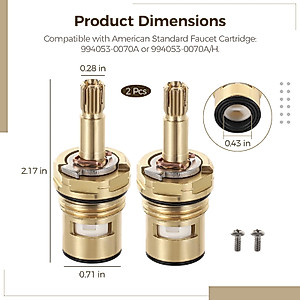 2 Pcs Replacement Faucet Cartridges, Compatible with American Standard 994053-0070a or 994053-0070a/H, Hot & Cold Water Brass Bathtub Faucet Stems, Bathroom Valve Cartridges