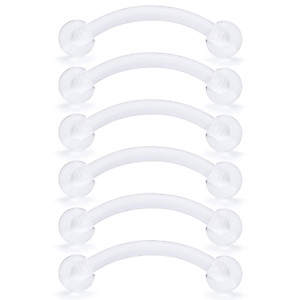 Hoeudjo Clear Cartilage Earrings Piercing Retainers 24Pcs Flexible Acrylic Helix Hoop Bioflex Nose Lip Stud Eyebrow Tragus Septum Horseshoe Rings Body Jewelry for Work