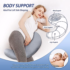 HOMCA Pregnancy Pillows for Sleeping Comma- Shape, Memory Foam Maternity Pillow, Body Pillow for Legs, Knees, Belly Support for Pregnant Women Belly Wedge Pillow with Washable Cover