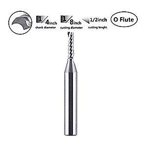 SpeTool O Flute UpCut 1/8" X 1/2" Carbide End Mill Single Flute Spiral CNC Router Bit Aluminum Acrylic Woodworking Cutte