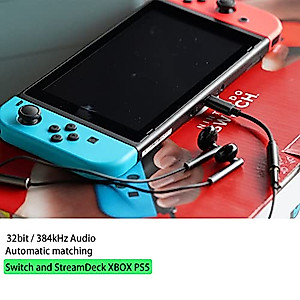 jstma USB C to 3.5mm Audio Jack Adapter 32Bit Audio HiFi DAC Amplifier Converter Support High-impedance Headphones for Windows MacOS Android Phones Switch PS Xbox (Black)