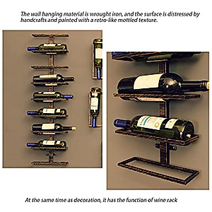 LOYALHEARTDY Wall Wine Rack, 9 Bottle Black Wrought Iron Wall-Mounted Wine Racks, Wine Holder for Wall for Kitchen,Dining Room,Bar, Alcohol Storage Solution, Each Rack: 4.3x10.6inch