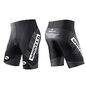 SPONEED Men Bicycle Shorts, Black with White, US L (CN XL)