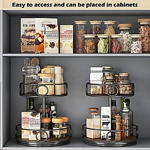 COVAODQ Wooden Lazy Susan Turntable for Cabinet Pantry Kitchen, 360 Degree Rotating Spice Rack Organizer