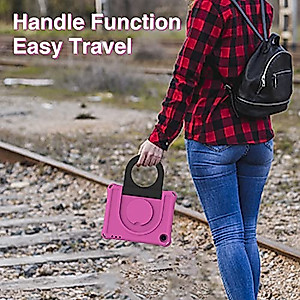GUSARI Tablet PC case Kids Case Compatible with Kindle Fire DH 7 (2022),Fire DH 7",Shockproof Lightweight Dropproof Stand Handle EVA Tablet Case Tablet Cover (Color : Rose RED)