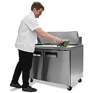 FSE 47-Inch Two-Door Refrigerated Commercial Salad/Sandwich Prep Table, 12 Cubic Feet, Stainless Steel, 115 v, (MRSL-2D)