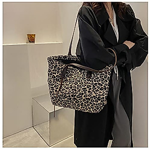 Leopard Shoulder Bag Soft Large Tote Purse Handbag Hobos Satchel for Women (White)