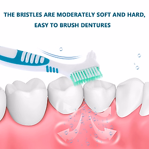 Healifty 4 Pcs Hard Denture Brush Double Sided Toothbrush Multi- Layered Bristles Fake Teeth Cleaning Brush Denture Care (Green)