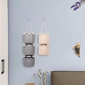 2 Pack Wall Hanging Storage Bag , with 6 Pockets Multi-Function Storage PINK