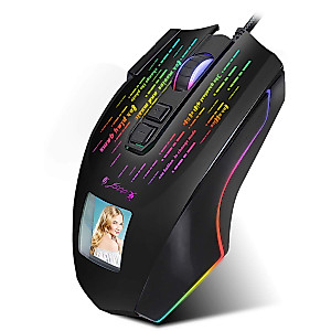 iFCOW Gaming Mouse with Screen Display 6400DPI RGB Backlight USB Game Mouse for Desktop Laptop PC