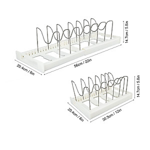 Expandable Pot and Pan Organizer for Cabinet,Anti Slip Adjustable Dividers Pot Lid Rack Holder for Cabinet Kitchen Cookware Bakeware Plate