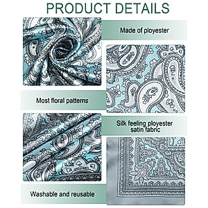 JaGely 12 Pcs 35" Satin Square Large Head Scarves Silk Like Neck Scarf Vintage Bandanas Satin Hair Scarf Neckerchief(Classic Style)