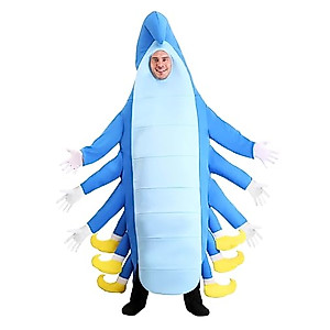 Fun Costumes Caterpillar Costume for Adults, Bug Costume, Blue Jumpsuit, Insect Outfit Dress-Up for Halloween Small