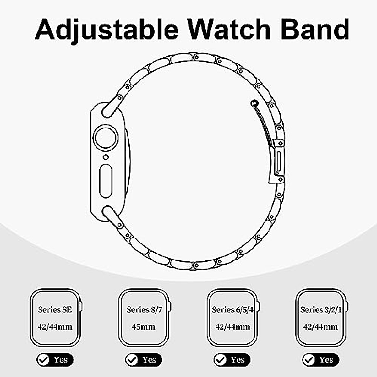 MERUYOO Gold Watch Bands Compatible with Apple Watch Band 38mm 40mm 41mm 42mm 44mm 45mm for Women, with TPU Case - Slim and Thin Stainless Steel Replacement Adjustable Wristband for iWatch Series.