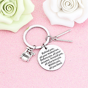 FEELMEM Drummer Gift Behind You All Your Memories Keychain Drum Kit Gifts Musician Jewelry Music Student Graduation Gift Percussion Jewelry (Drummer-ky)