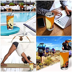 Jihqo Halloween Pumpkins Tumbler with Lid and Straw, Insulated Stainless Steel Tumbler Cup, Double Walled Travel Coffee Mug Thermal Vacuum Cups for Hot & Cold Drinks 12oz