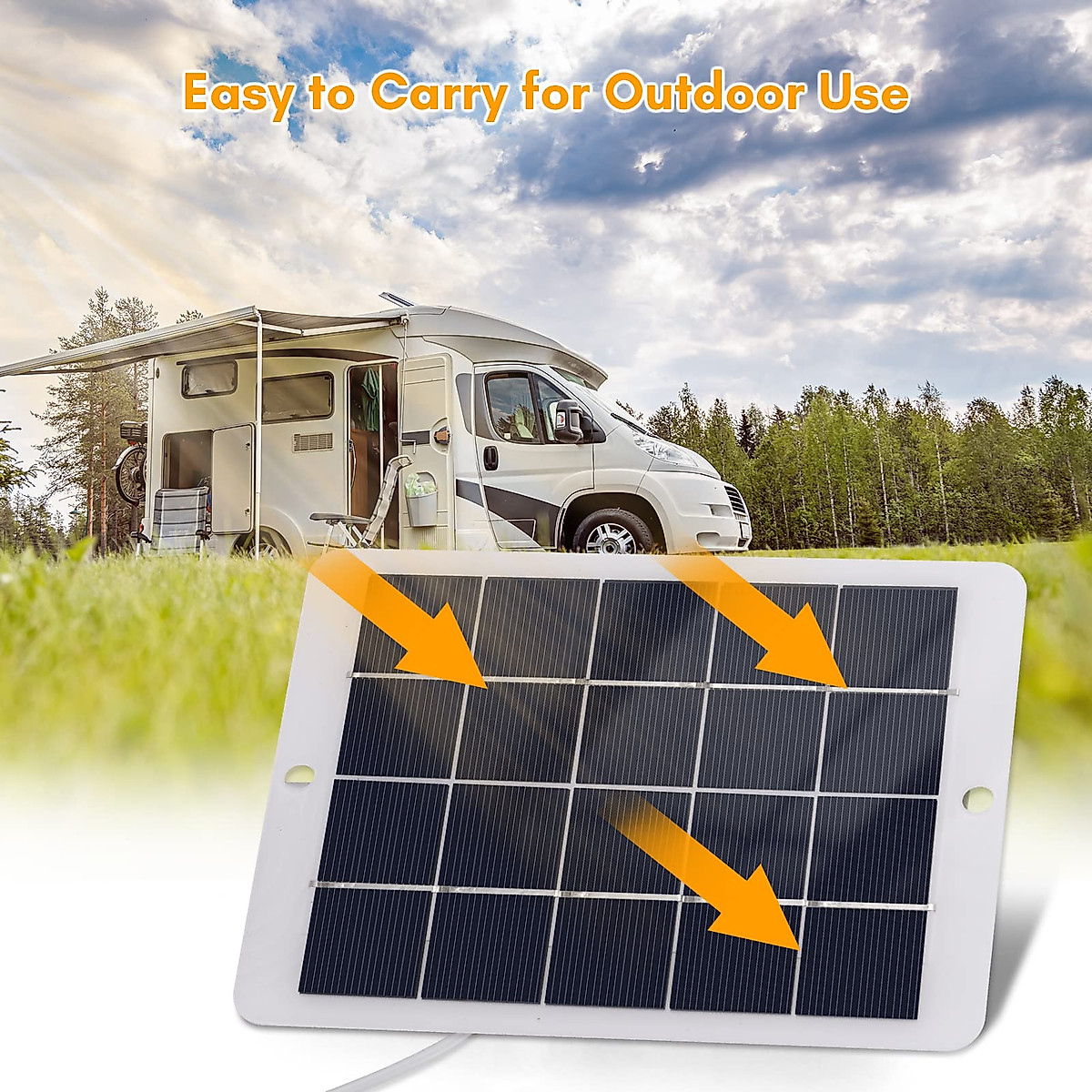 Solar Panel, Decdeal 3W 5V Portable Solar Charger Waterproof Solar Panel Charger for Camping with USB Interface for Charging Mobile Phones Mini Fans LED Light