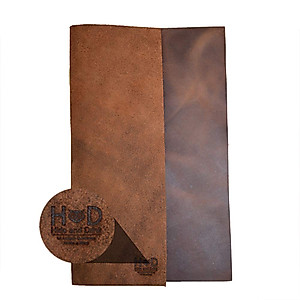 Hide & Drink, Leather Square (24 x 24 in.) 1.8mm Thick for Crafts, Tooling, Hobby Workshop, Bourbon Brown