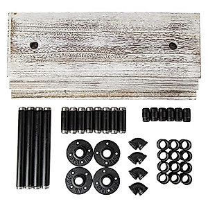 3-Tier Industrial Shelves – Wall-Mount, Farmhouse Shelves w/ Rustic Wood and Black Matte Pipe Brackets for Kitchen, Laundry Room, Living-Room and More – Decorative, Retro Bookshelf - Rustic White