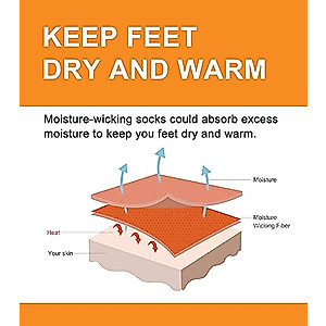 KEECOW Merino Wool Crew Socks For Men & Women, Thermal, Warm, Winter Cushion Socks For Hiking Working Running, 3 Pairs (Large, Charcoal B)