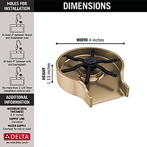 Delta Faucet Metal Glass Rinser for Kitchen Sinks, Kitchen Sink Accessories, Bar Glass Rinser, Champagne Bronze GR250-CZ