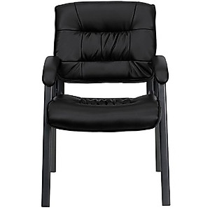 Flash Furniture Haeger Black LeatherSoft Executive Side Reception Chair with Titanium Gray Powder Coated Frame