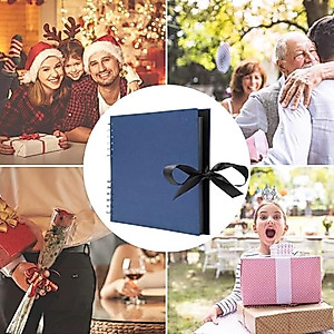 AIOR Scrapbook Photo Album 12.6 x 8.3 Inch 80 Pages Scrapbook Album, Thick Scrap Book with 12 Metalic Pens for DIY Photo Album Anniversary Christmas Birthday Gifts (Blue)