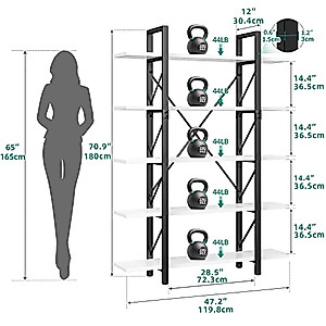 YITAHOME 5 Tier Bookshelf, Freestanding 5 Shelf Bookcases and Bookshelves, Modern Minimalist Furniture Open Display Storage Shelves Books Organizer for Living Room Bedroom Home Office, White