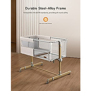 Baby Bassinet Bedside Sleeper, besrey Bedside Bassinet for Newborn Infant with Comfy Mattress, 9 Height Positions, Adjustable Bedside Crib with 360° Swivel Wheels, Bassinet Sleeper with Storage Basket