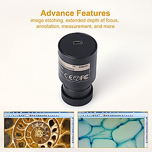 Swift Compound Trinocular Microscope SW380T,40X-2500X Magnification,Siedentopf Head,Two-Layer Mechanical Stage,with 5.0 mp Camera and Software Windows/Mac Compatible