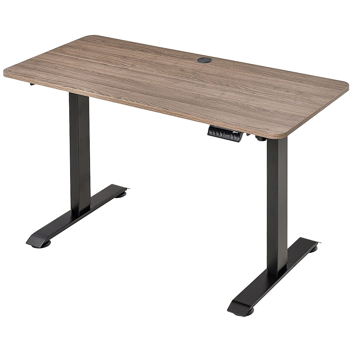 Vinsetto Electric Height Adjustable Standing Desk with 54" Desktop, Sit Stand Home Office Desk with Memory Button Control and Anti-Collision System, Teak/Black