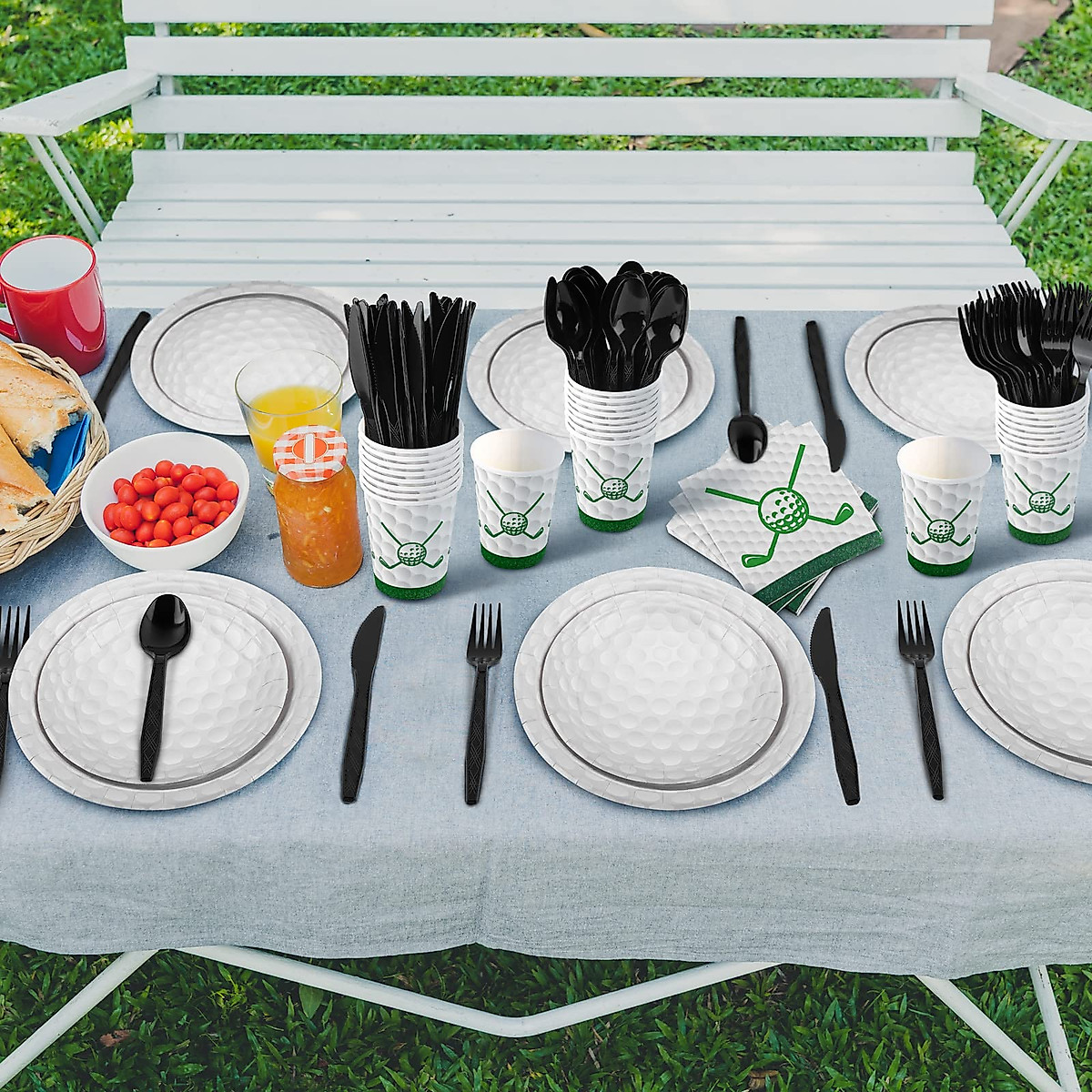 durony 168 Pieces Golf Party Decorations Including Golf Paper Plates Napkins and Cups Disposable Tableware Set for Golf Sports Theme Party Supplies Serve 24 Guests