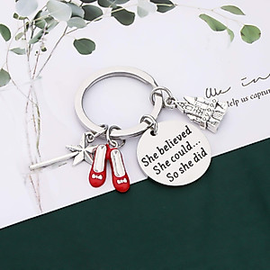 BAUNA Wizard Inspired Ruby Red Slippers Keychain She Could Movie Fan Jewelry(Oz Keychain)