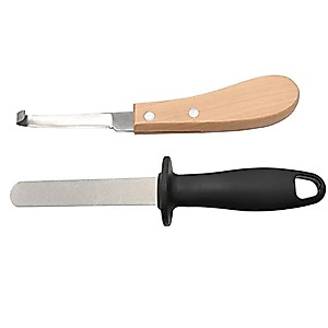 Hoof Knives Kits Hoof Knife Sharpener 2 in 1, Farrier Tool Kits - Hoof Knife Right Hand Narrow Blade Farrier Equine Horse Wooden Handle Steel, Hoof Knife Sharpener Diamond Coating