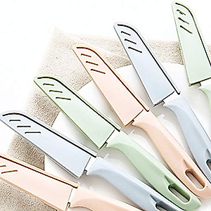 Stainless Steel Knife & Peeler Set,Knife Set with Sheath Covers and Peeler Set - kitchen Chef Chef's Paring Set(3 Knives and 1 Peeler) (Green)