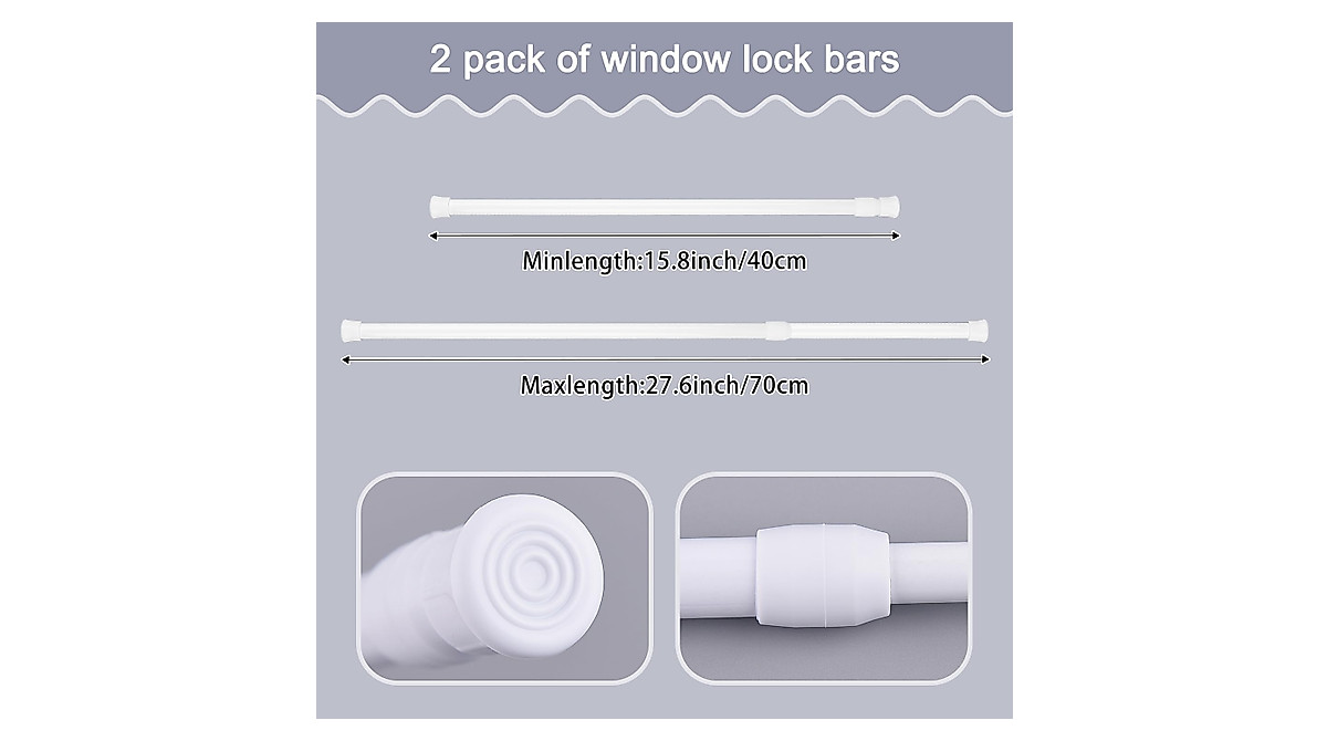 WXJ13 2-Piece Window Security Bar - Adjustable Anti-Theft Security for ...