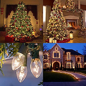 Romasaty 25 Pack Clear Replacement Bulbs, C7 Outdoor String Light Bulbs, C7/E12 Candelabra Base Night Light Bulbs, 5 Watt-Clear