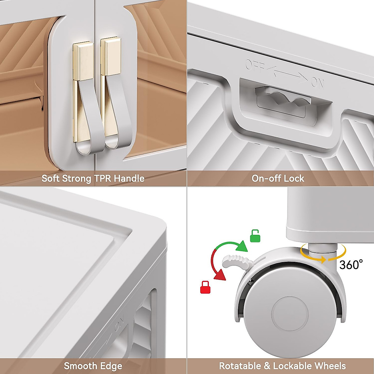 Voova 48QT Storage Bins with Lids,Stackable Collapsible Closet Organizers and Storage Cabinet with Drawer,Folding Plastic Craft Storage Containers Box with Door&Wheels for Home,Office,Dorm Room,3 Pack