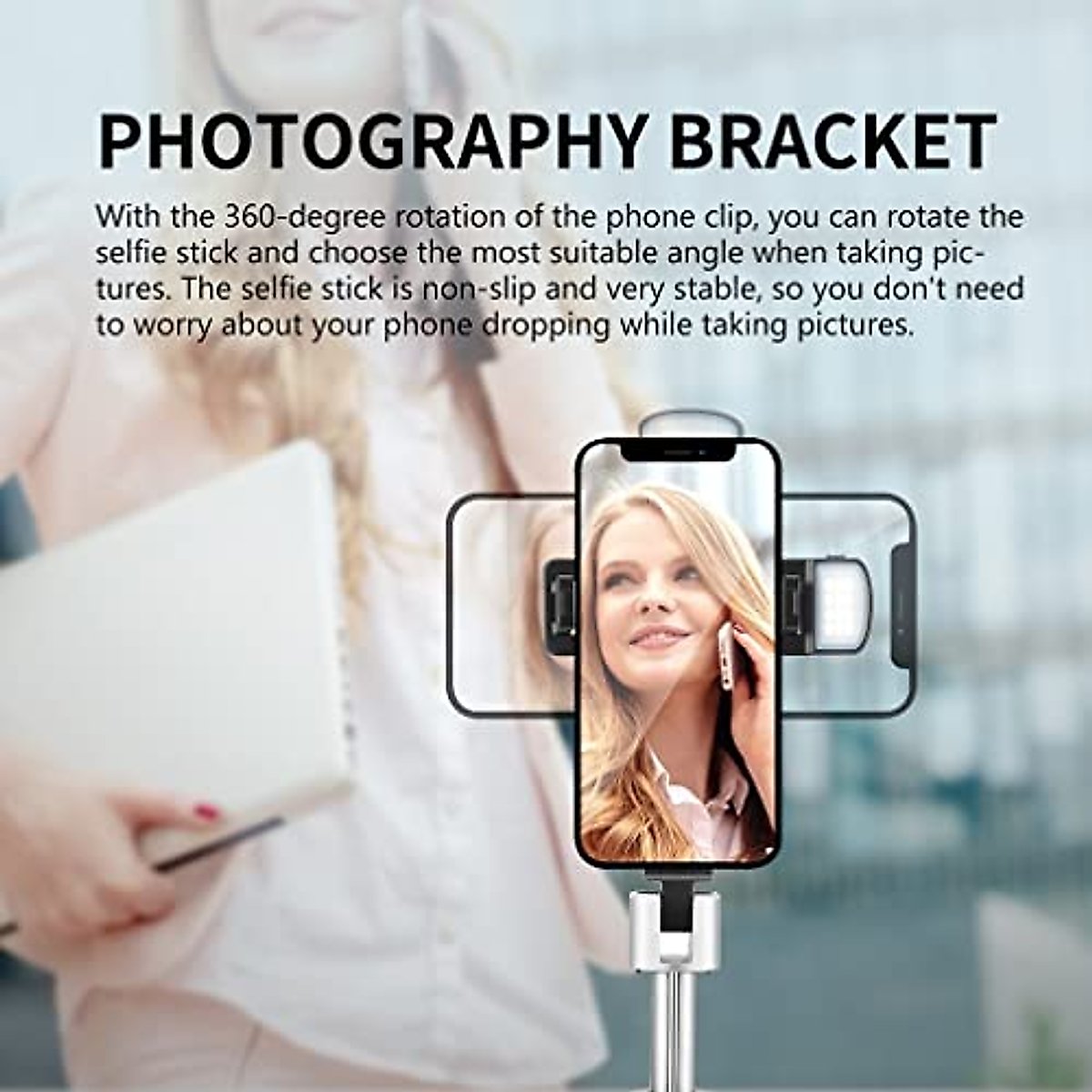 ACEHE Selfie Stick Tripod [Upgraded Stable Version] Fill Light & All in 1 Portable Bluetooth Selfie Stick with Remote Phone Tripod Stand, Cell Phone Tripod for iPhone & Android Smartphone -Black